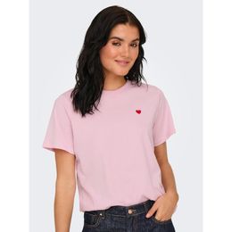 Jacqueline de Yong JDY Kurzarmshirt &raquo;PISA S/S PRINT TOP JRS NOOS&laquo; mit Herz Stickerei Parfait Pink Detail:BITTERSWEET HEART L L T-Shirt von JDY