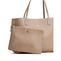 Tommy Hilfiger Tragetasche »TH DISTINCT TOTE«, Damen Umhängetasche, Schultertasche mit kleinem TH-Schmuckelement beige