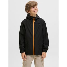 Jack & Jones JACK & JONES JUNIOR Regenjacke »JJEFLYNN RAIN JACKET SN JNR« mit Kapuze Black Detail:Dark Cheddar Zipper 128 128 Moderne Jacke von Jack & Jones Junior