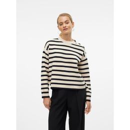 Véro Moda VERO MODA Rundhalspullover »VMSABA LS O-NECK BUTTON PULLOVER GA NOOS« mit Zierknöpfen auf der linken Schulter Birch Stripes:BLACK XL XL Pullover...