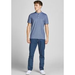 Jack & Jones JACK & JONES Kurzarmshirt »PAULOS MAO POLO« mit kontrastfarbiger Kante am schmalen Stehkragen und am Ärmelsaum hellblau M M Kurzarm-Design, ideal...