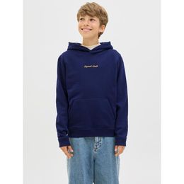 Jack & Jones Jack & Jones Junior Jungen Kapuzensweatshirt &raquo;JORNORREBRO EMB SWEAT HOOD NOOS JNR&laquo; blau 128