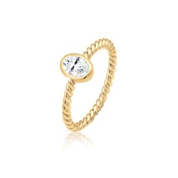 Elli Premium Verlobungsring »Verlobungsring Topas Weiß 925 Sterling Silber vergoldet« Gold 54 mm Ring für Damen mit weißem Topas verleiht jedem...