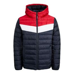 Jack & Jones JACK & JONES Steppjacke »JJWEST LIGHT PUFFER HOOD« mit Kapuze Sky Captain Detail:WHITE/TRUE RED BLOCKING XS XS Gesteppte Jacke von Jack & Jones