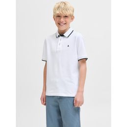 Jack & Jones JACK & JONES JUNIOR Poloshirt »JJEPAULOS POLO SS NOOS JNR« White Detail:SLIM FIT 140 140 Polo mit Knopfleiste von Jack & Jones Junior