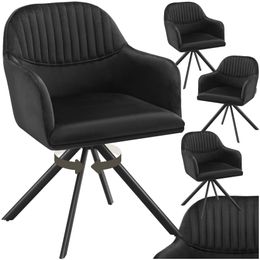 TecTake&reg; Samt-Drehstuhl, gepolstert, 360&deg; drehbar, schlanke Stahlbeine, 56 x 59 x 81 cm