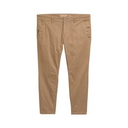 Tom Tailor Herren Plus Size - Tapered Chino Hose, braun, Uni, Gr. 42/32