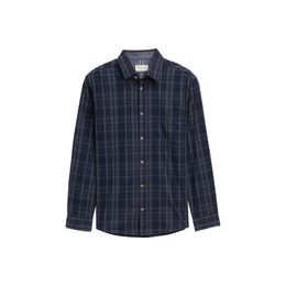 Tom Tailor Herren Regular Fit Hemd mit Karo-Muster, blau, Kariert, Gr. XS