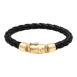 Kuzzoi Armbänder - Armband Herren Leder Geflochten Kastenverschluss 9 - Gr. 23 CM - in Gold - für Damen