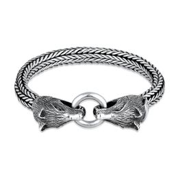 Kuzzoi Armb&auml;nder - Armband Herren Wolfskopf Ringverschluss Trend 925 - Gr. 21 CM - in Silber - f&uuml;r Damen