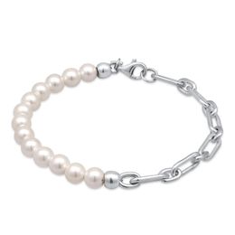 Kuzzoi Armb&auml;nder - Armband Muschelkernperlen Gliederkette 925 Sterlin - Gr. 19 CM - in Silber - f&uuml;r Damen