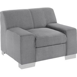 Sessel DOMO collection, B:101cm H:74cm T:85cm, grau, Feinstruktur (100% Polyester);Luxus-Microfaser (100% Polyester);Struktur fein (100% Polyester),