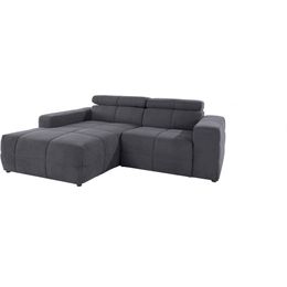 Ecksofa DOMO collection, B:214cm H:80cm T:175cm, grau, 92% Polyester 8% Nylon, Wohnzimmer, Sofas, "Brandon, inkl. Kopfteilverstellung, B/T/H: