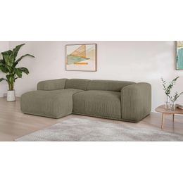 Ecksofa s.Oliver, B:259,5cm H:73cm T:155cm, grün, 100% Polyester, Sofas, "EMMERIK Designersofa, L-Form mit Wellenfederung, B/T/H: 260/155/73 cm",