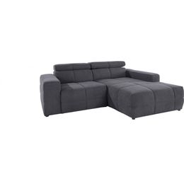 Ecksofa DOMO collection, B:214cm H:80cm T:175cm, grau, 92% Polyester 8% Nylon, Wohnzimmer, Sofas, "Brandon, inkl. Kopfteilverstellung, B/T/H: