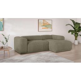 Ecksofa s.Oliver, B:259,5cm H:73cm T:155cm, grün, 100% Polyester, Sofas, "EMMERIK Designersofa, L-Form mit Wellenfederung, B/T/H: 260/155/73 cm",