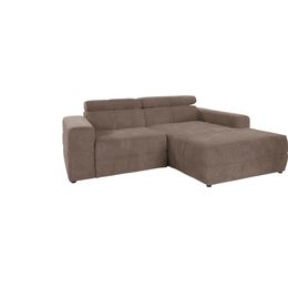 Ecksofa DOMO collection, B:214cm H:80cm T:175cm, braun, 95% Polyester 5% Polyacryl, Wohnzimmer, Sofas, "Brandon, inkl. Kopfteilverstellung, B/T/H: