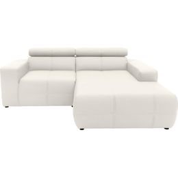 Ecksofa DOMO collection, B:214cm H:80cm T:175cm, weiß, Luxus-Kunstleder;100% Polyurethan, Wohnzimmer, Sofas, "Brandon, inkl. Kopfteilverstellung,