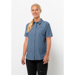 Jack Wolfskin Damen Kurzarmbluse "VANDRA S/S SHIRT W", blau, Gr. XS, OBERSTOFF: 85% POLYAMID, 15% ELASTHAN; Futter: 100% POLYESTER, Blusen