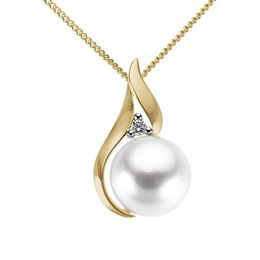 Firetti Damen Perlenanh&auml;nger "Schmuck Geschenk Gold 333 Halsschmuck Anh&auml;nger f&uuml;r Halskette Perle", 0,02 P2 = erkennbare Einschl&uuml;sse, Diamanten