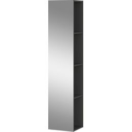 Badregal Germania, B:31cm H:144cm T:30cm, grau, Glas, Spanplatte, Regale, Regal mit verspiegelter Front und festen Einlegeb&ouml;den, 4 F&auml;cher