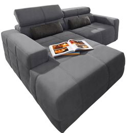 Ecksofa DOMO collection, B:214cm H:80cm T:175cm, grau, Wohnzimmer, Sofas, "Brandon, inkl. Kopfteilverstellung, B/T/H: 214/100/80 cm, L-Form", Mit