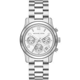 Michael Kors Damen Chronograph "RUNWAY", silber, Armbanduhren, Quarzuhr, Armbanduhr, Damenuhr, Stoppfunktion, Edelstahlarmband