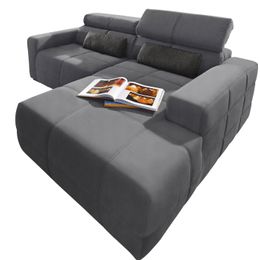 Ecksofa DOMO collection, B:214cm H:80cm T:175cm, grau, Wohnzimmer, Sofas, "Brandon, inkl. Kopfteilverstellung, B/T/H: 214/100/80 cm, L-Form", Mit