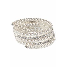 Firetti Damen Armspirale "festlich", Metall, wei&szlig;, Metall, Armb&auml;nder, mit Glasstein - mit Acrylperle