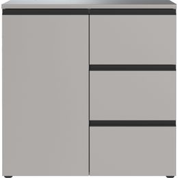 Kommode Germania, B:90cm H:91cm T:41cm, grau, Spanplatte, Schlafzimmer, Sideboards, "Lemont", Kommode mit 3 Schubladen und einer Tür