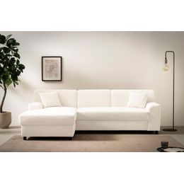 Ecksofa DOMO collection, B:241cm H:79cm T:146cm, beige, 100% Polyester, Wohnzimmer, Sofas, "Turah 2, Cord oder Luxus-Microfaser, mit Federkern, mit