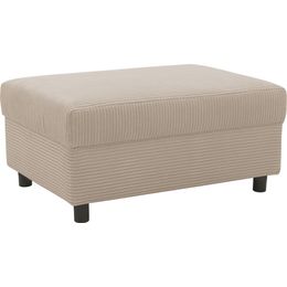 Polsterhocker DOMO collection, B:83cm H:44cm T:60cm, beige, 100% Polyester, Hocker, "Turah 2 in Cord oder Luxus-Microfaser", moderner Polsterhocker,