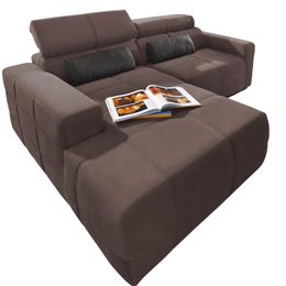 Ecksofa DOMO collection, B:214cm H:80cm T:175cm, braun, Wohnzimmer, Sofas, "Brandon, inkl. Kopfteilverstellung, B/T/H: 214/100/80 cm, L-Form", Mit
