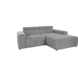Ecksofa DOMO collection, B:214cm H:80cm T:175cm, grau, 95% Polyester 5% Polyacryl, Wohnzimmer, Sofas, "Brandon, inkl. Kopfteilverstellung, B/T/H: