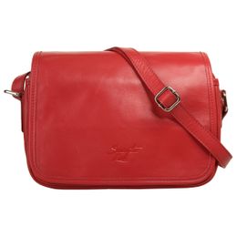 Samantha Look Damen Umhängetasche, rot, Leder, beschichtet, glänzend, Taschen, echt Leder, Made in Italy
