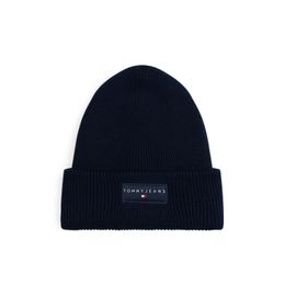 Tommy Jeans Damen Beanie "TJM LINEAR", blau, Strick, Baumwolle, M&uuml;tzen, in Grobstrick, mit Umschlag