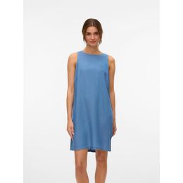 Véro Moda VERO MODA Damen Maxikleid "VMFLEUR SL SHORT TENCEL DRESS GA", blau, Gr. S, unifarben, Web, Obermaterial: 100% Lyocell, Kleider, Sommerkleid