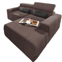 Ecksofa DOMO collection, B:214cm H:80cm T:175cm, braun, Wohnzimmer, Sofas, "Brandon, inkl. Kopfteilverstellung, B/T/H: 214/100/80 cm, L-Form", Mit