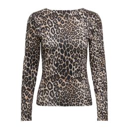Only Damen Langarmshirt "ONLLONE LEO L/S TWO WAY TOP JRS", weiß, Gr. XS, animal-print, bedruckt, Jersey, Obermaterial: 89% Polyester, 11% Elasthan,