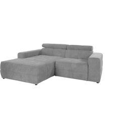 Ecksofa DOMO collection, B:214cm H:80cm T:175cm, grau, 95% Polyester 5% Polyacryl, Wohnzimmer, Sofas, "Brandon, inkl. Kopfteilverstellung, B/T/H: