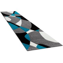 L&auml;ufer Paco Home, B:80cm H:18mm L:300cm, blau, Kunstfaser, Flur, Teppiche, "Diamond 664", Teppich-L&auml;ufer, Kurzflor, 3D-Design, modernes geometrisches