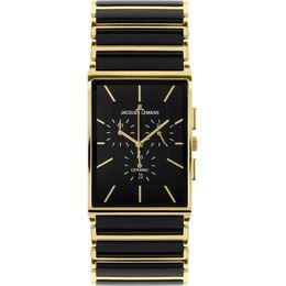 Chronograph Jacques Lemans "York", gold (schwarz, goldfarben), Armbanduhren, Herren, Quarzuhr, Armbanduhr, Herrenuhr, Keramik, analog, Tag, Stoppfunktion