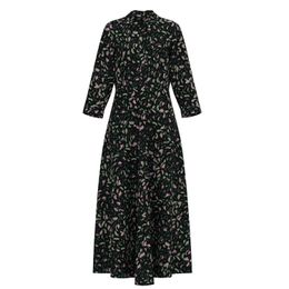 Y.A.S Damen Hemdblusenkleid "YASSAVANNA LONG SHIRT DRESS", schwarz, Gr. S, bedruckt, Web, Obermaterial: 100% Viskose, Kleider, Sommerkleid, mit 3/4