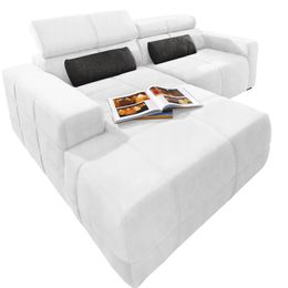 Ecksofa DOMO collection, B:214cm H:80cm T:175cm, weiß, Wohnzimmer, Sofas, "Brandon, inkl. Kopfteilverstellung, B/T/H: 214/100/80 cm, L-Form", Mit