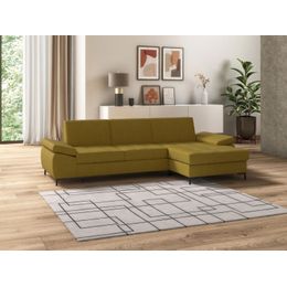 Ecksofa DOMO collection, B:297cm H:84cm T:160cm, gelb, 49% Polyester, 34% Viskose, 9% Leinen, 8% Polyacryl, Wohnzimmer, Sofas, "Capelo, komfortabel,