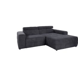 Ecksofa DOMO collection, B:214cm H:80cm T:175cm, grau, 95% Polyester 5% Polyacryl, Wohnzimmer, Sofas, "Brandon, inkl. Kopfteilverstellung, B/T/H: