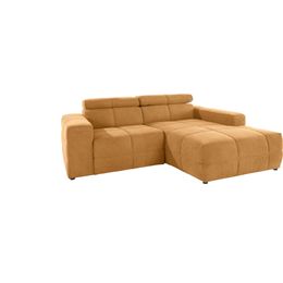 Ecksofa DOMO collection, B:214cm H:80cm T:175cm, orange, 92% Polyester 8% Nylon, Wohnzimmer, Sofas, "Brandon, inkl. Kopfteilverstellung, B/T/H:
