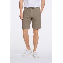 LINDBERGH Herren Shorts, gr&uuml;n, Gr. L, unifarben, Web, Obermaterial: 55% Baumwolle, 45% Leinen, Hosen, Sommerhose mit Taschen