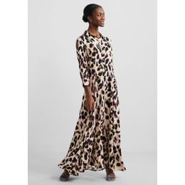 Y.A.S Damen Hemdblusenkleid "YASSAVANNA LONG SHIRT DRESS", bunt, Gr. XL, animal-print, Web, Obermaterial: 100% Viskose, Kleider, Sommerkleid, mit 3/4