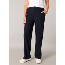 Base Level Damen Stoffhose, blau, Gr. 42, Stoff, Obermaterial: 77% Viskose, 20% Nylon, 3% Elasthan, Hosen, Sommerhose mit Schlag und Elasthan
